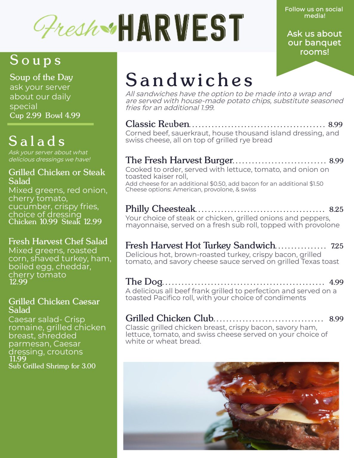 Restaurant Menu – Fresh Harvest Restaurant